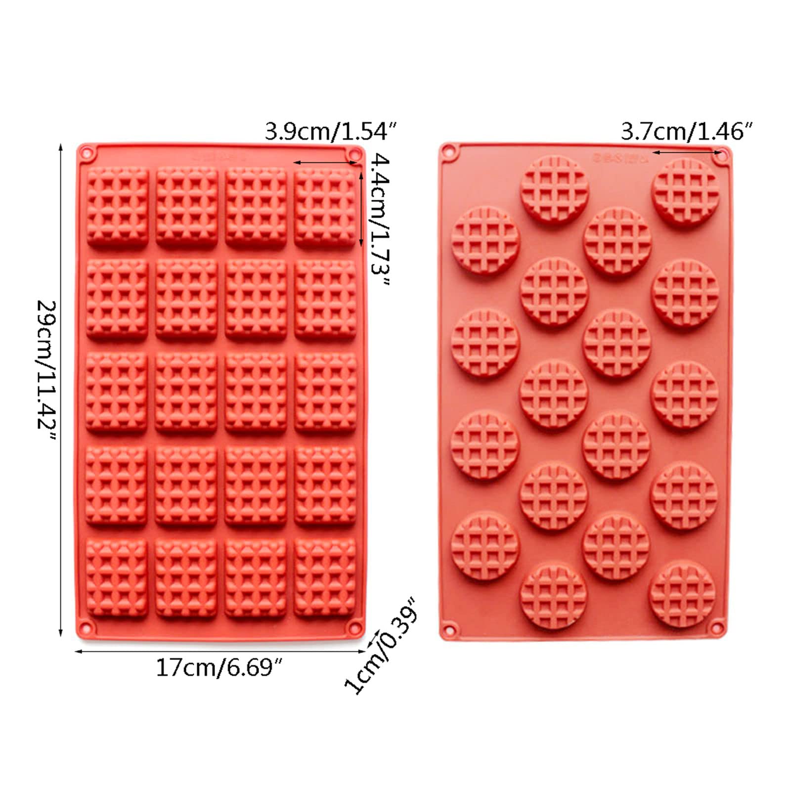 Silicone Waffle Mold Set, 2PCS/Set 18/20 Cavity Mini Silicone Waffle Mold Waffle Maker Mould, Non-stick Cake Cookie Chocolate Making Mold for Baking (B)