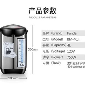 Panda Electric Hot Water Boiler and Warmer, Hot Water Dispenser, 304 Stainless Steel Interior (Stainless Steel/Brown, 4.0 Liter)