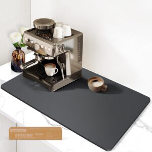 coffee mat(dark gray 12"x19''), coffee bar mat for countertop, anti-slip absorbent dish drying mat for kitchen, suitable for coffee machine, coffee maker, coffee pot, espresso machine, dish rack.