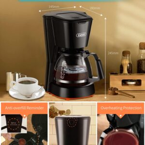 Gevi 5 Cups Small Coffee Maker, Compact Coffee Machine with Reusable Filter, Warming Plate and Coffee Pot for Home and Office