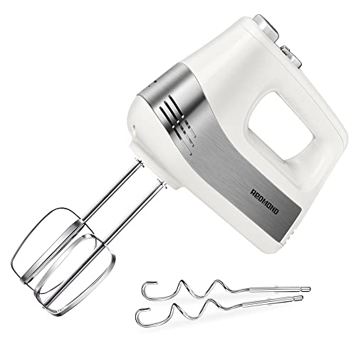 Hand Mixer Electric, REDMOND Hand Held Mixer with Turbo Function, Stainless Steel 5-Speed Kitchen Mixer for Whipping, Mixing Cookies, Cakes, Dough Batters, Cream