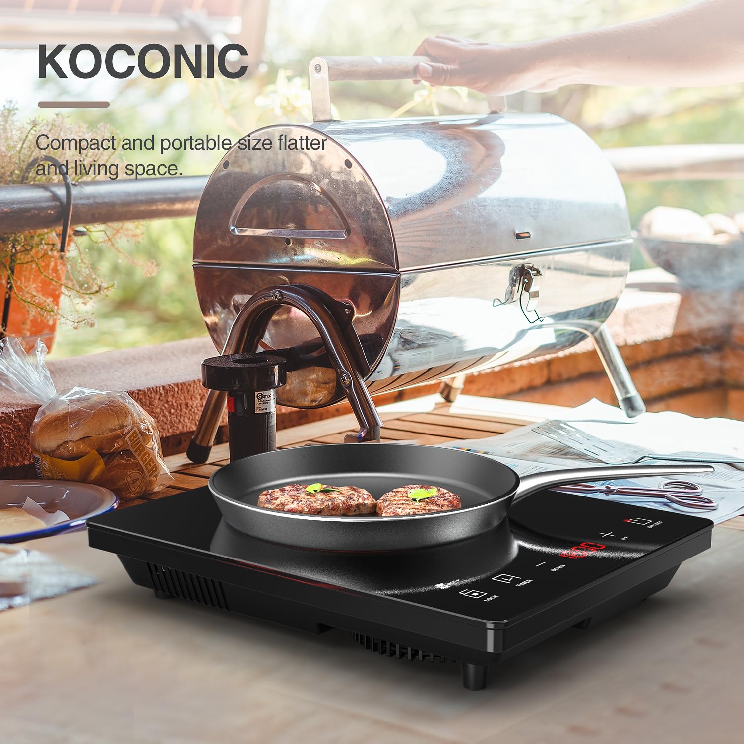 KOCONIC Upgraded to 1800W Single Burner,Electric Cooktop,Hot plate for cooking,Electric Stove With Timer and Touch Control,No Radiation to Protect Family Health,Newest model of 2023