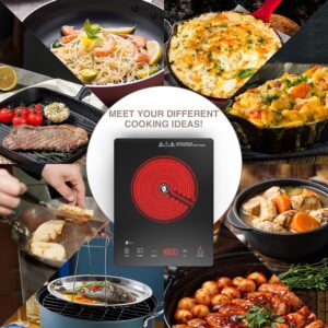 KOCONIC Upgraded to 1800W Single Burner,Electric Cooktop,Hot plate for cooking,Electric Stove With Timer and Touch Control,No Radiation to Protect Family Health,Newest model of 2023