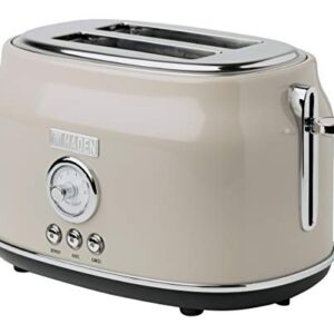 Haden DORSET, Stainless Steel Retro Toaster with Adjustable Browning Control and Cancel, Defrost and Reheat Settings (Putty, 2 Slice)