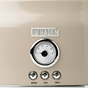 Haden DORSET, Stainless Steel Retro Toaster with Adjustable Browning Control and Cancel, Defrost and Reheat Settings (Putty, 2 Slice)