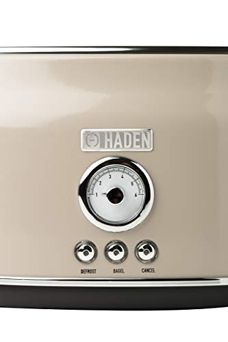 Haden DORSET, Stainless Steel Retro Toaster with Adjustable Browning Control and Cancel, Defrost and Reheat Settings (Putty, 2 Slice)