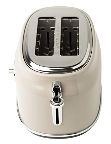 Haden DORSET, Stainless Steel Retro Toaster with Adjustable Browning Control and Cancel, Defrost and Reheat Settings (Putty, 2 Slice)