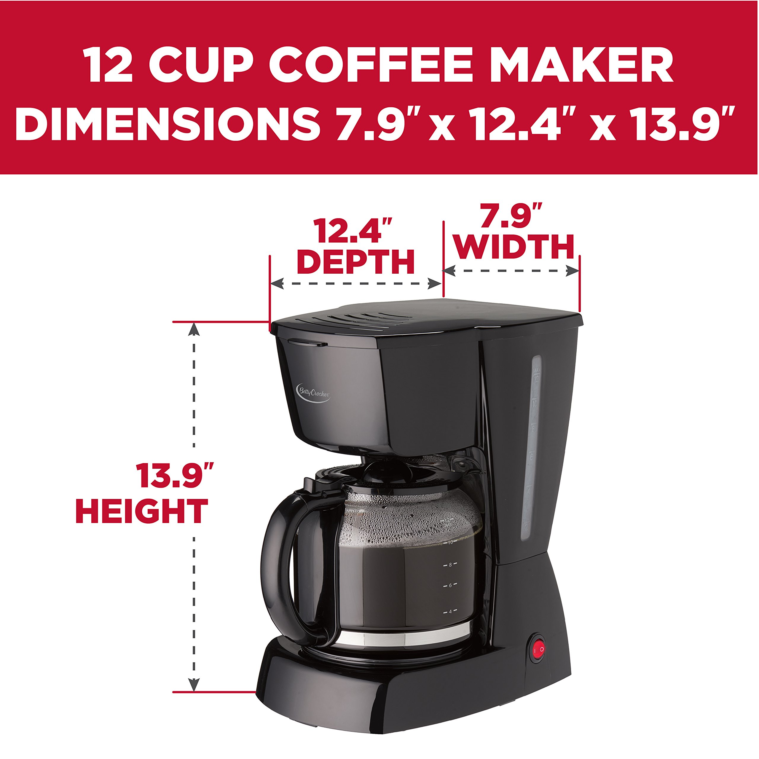 Betty Crocker 12-Cup Coffee Maker, Black, BC-2806CB