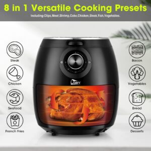 Air Fryer 5.8QT/5.5L, Uten 1700W AirFryer High-Power Electric Hot Temperature Control & Timer Knob, Non Stick Fry Basket, Dishwasher Safe, Apply to Party, Afternoon Tea, Black