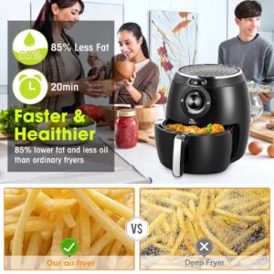 Air Fryer 5.8QT/5.5L, Uten 1700W AirFryer High-Power Electric Hot Temperature Control & Timer Knob, Non Stick Fry Basket, Dishwasher Safe, Apply to Party, Afternoon Tea, Black