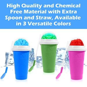 Ragnify Slushy Cup Slushie Maker Ice Cup Silica Cup Pinch Cup Summer Cooler Smoothies Cup Double Layer Squeeze Cup Slush Maker Cup Home DIY Smoothie Cup for Children and Adult (Green)