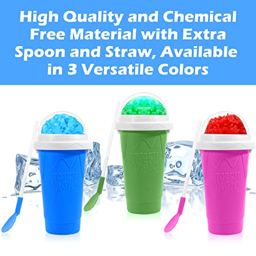 Ragnify Slushy Cup Slushie Maker Ice Cup Silica Cup Pinch Cup Summer Cooler Smoothies Cup Double Layer Squeeze Cup Slush Maker Cup Home DIY Smoothie Cup for Children and Adult (Green)