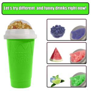 Ragnify Slushy Cup Slushie Maker Ice Cup Silica Cup Pinch Cup Summer Cooler Smoothies Cup Double Layer Squeeze Cup Slush Maker Cup Home DIY Smoothie Cup for Children and Adult (Green)