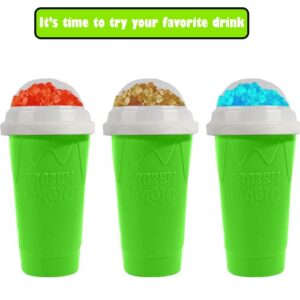 Ragnify Slushy Cup Slushie Maker Ice Cup Silica Cup Pinch Cup Summer Cooler Smoothies Cup Double Layer Squeeze Cup Slush Maker Cup Home DIY Smoothie Cup for Children and Adult (Green)