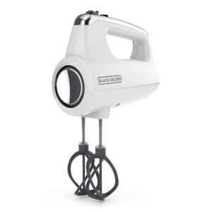 black+decker mx600w helix performance premium hand speed mixer, white, 5 attachments + case