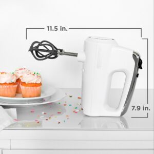 Black+Decker MX600W Helix Performance Premium Hand Speed Mixer, White, 5 Attachments + Case