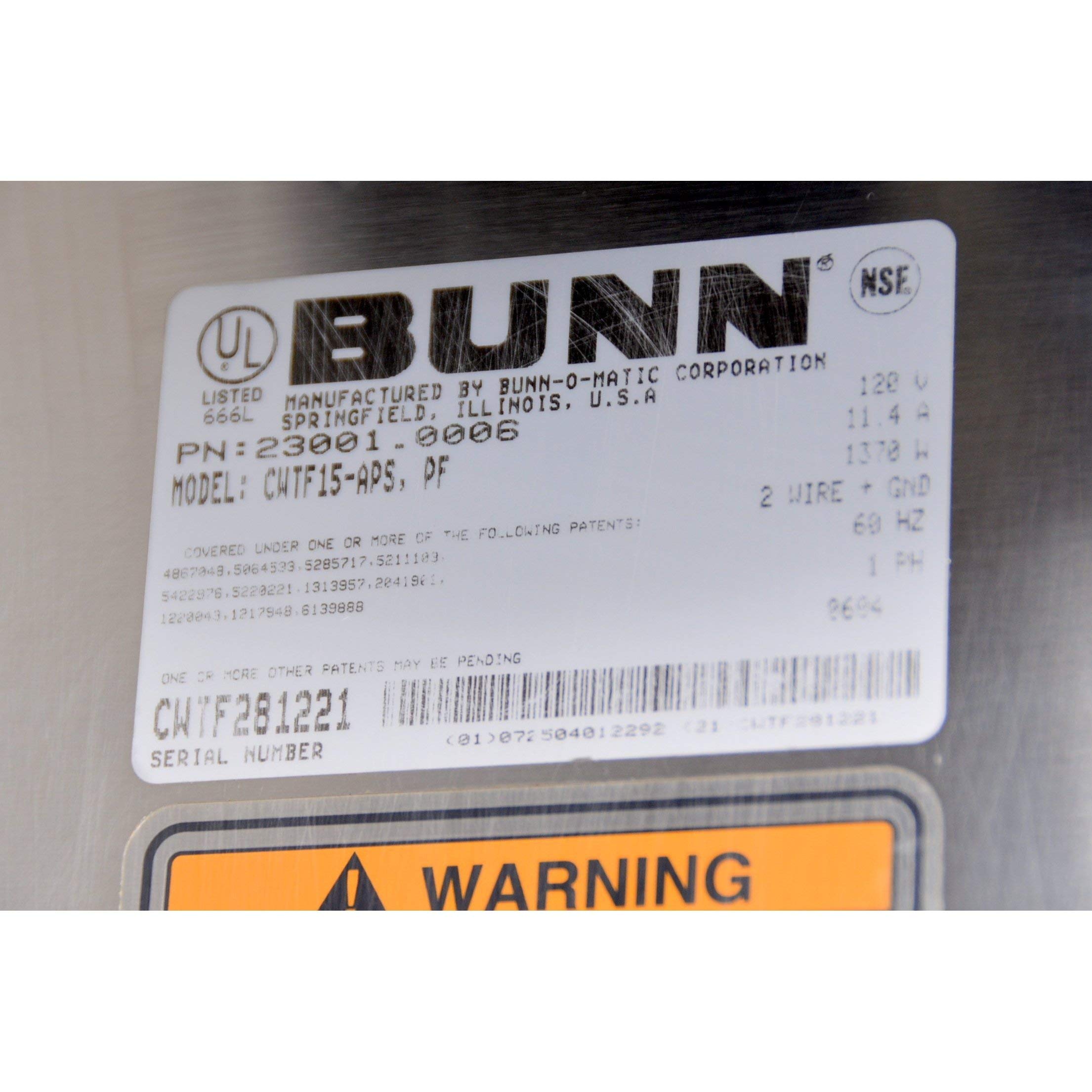 Bunn 23001.0006 CWTF15-APS Automatic Airpot Coffee Brewer, 3.8 Gallons per Hour (Airpot Sold Separately) (120V)