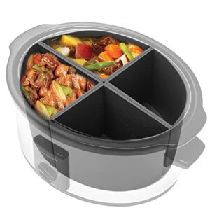 slow cooker divider, silicone liner fit 6 qt crockpot, makes 4 flavors & reusable crockpot divider, dishwasher safe fit 6qt (4 count, grey)