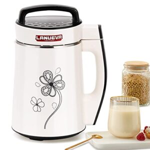 lanueva soy milk maker machine 1.3l/44oz, 8 in 1 nut milk maker for dry wet soybean, almond milk, vegan nut milk, oat milk, smoothies, porridge, paste, juice, self-cleaning, include recipe, 110v