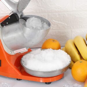 F2C Electric Ice Crusher Shaver Snow Cone Maker with Dual Stainless Steel Blades 300W 145 lbs/hr for Home and Commercial Use (Orange)