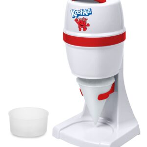 Nostalgia Kool-Aid Shave Ice & Snow Cone Maker, Includes Reusable Cup and Two Ice Molds, Stainless Steel Blades, Makes Margaritas, Frozen Cocktails, Slushies, Red