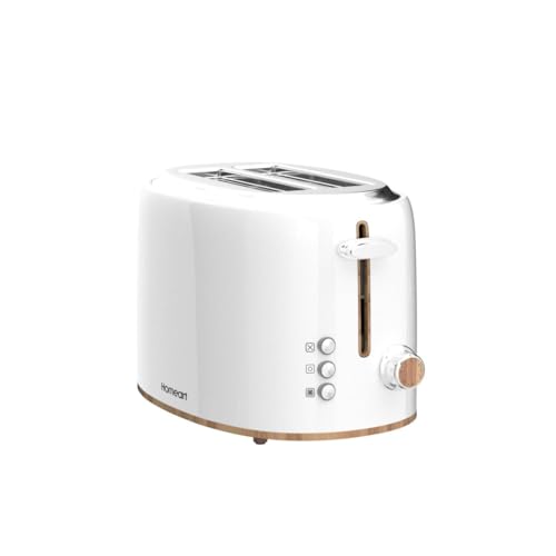 Homeart Panda 2-Slice Toaster with Wooden Detail - Stainless Steel With Removable Crumb Tray, Adjustable Browning Control With Multiple Settings to Cancel, Defrost and Bagel - 900W, White