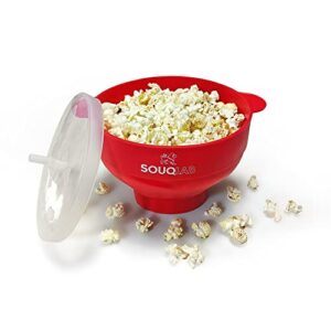 The orignal SOUQLAB silicone popcorn maker with lid, BPA Free, Microwave popocorn popper and dish washer safe