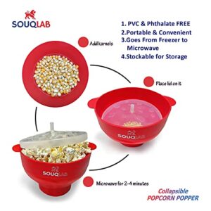 The orignal SOUQLAB silicone popcorn maker with lid, BPA Free, Microwave popocorn popper and dish washer safe