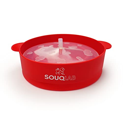 The orignal SOUQLAB silicone popcorn maker with lid, BPA Free, Microwave popocorn popper and dish washer safe