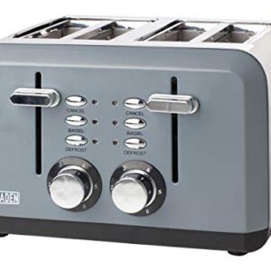 Haden 75007 PERTH 4-Slice, Wide Slot Toaster with Browning Control, Cancel, and Defrost Settings in Slate Grey