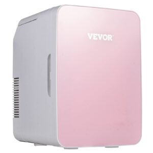 VEVOR Mini Fridge, 10 Liter Portable Cooler Warmer, Skincare Fridge Pink, Compact Refrigerator, Lightweight Beauty Fridge, for Bedroom Office Car Boat Dorm Skincare (110V/12V)