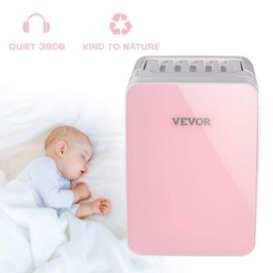 VEVOR Mini Fridge, 10 Liter Portable Cooler Warmer, Skincare Fridge Pink, Compact Refrigerator, Lightweight Beauty Fridge, for Bedroom Office Car Boat Dorm Skincare (110V/12V)