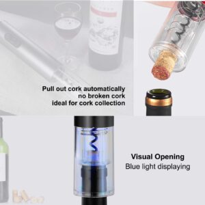 Obsoorth Electric Wine Bottle Opener Set Silver with Foil Cutter Battery Operated Automatic Corkscrew Cork Remover Tool Easy to Use for Waiter Bartender Home Kitchen Aid Party Bar Travel