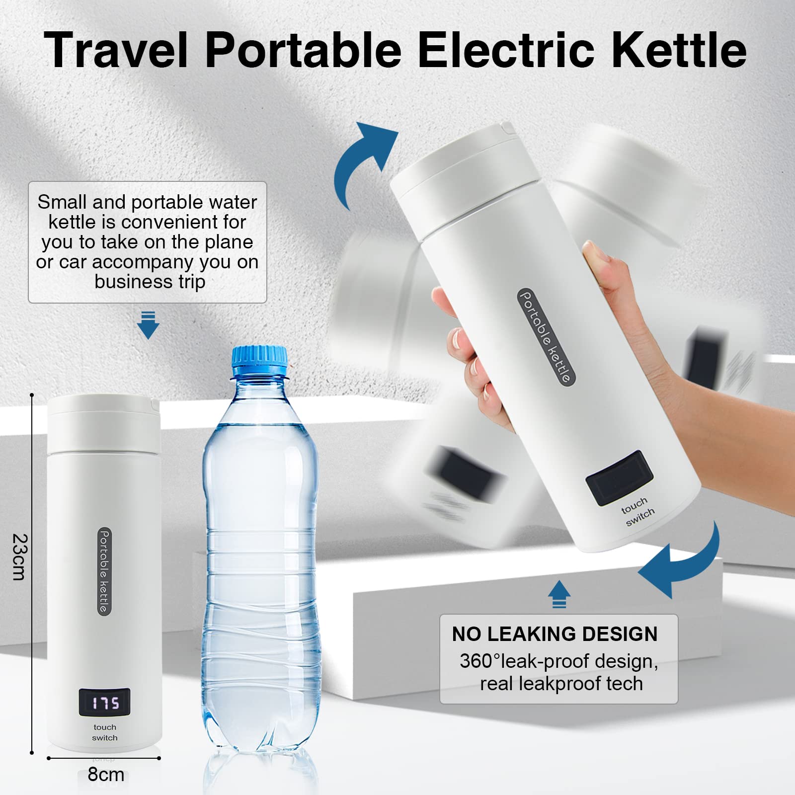 Travel electric kettle, 380ml Small Portable Electric Kettle with 4 Variable Temp Preset, 304 Stainless Steel Mini Electric Coffee Tea Kettle with Auto Shut Off & Boil Dry Protection Water Boiler