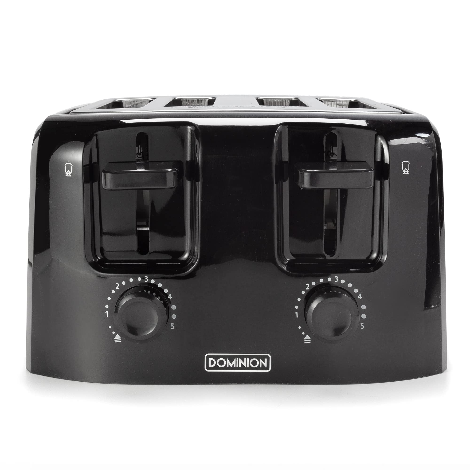 Dominion 4-Slice Toaster with Shade Control, Slide-Out Crumb Tray, Auto-Shutoff Cord Storage & Cool Wall, Toast Lift, Black