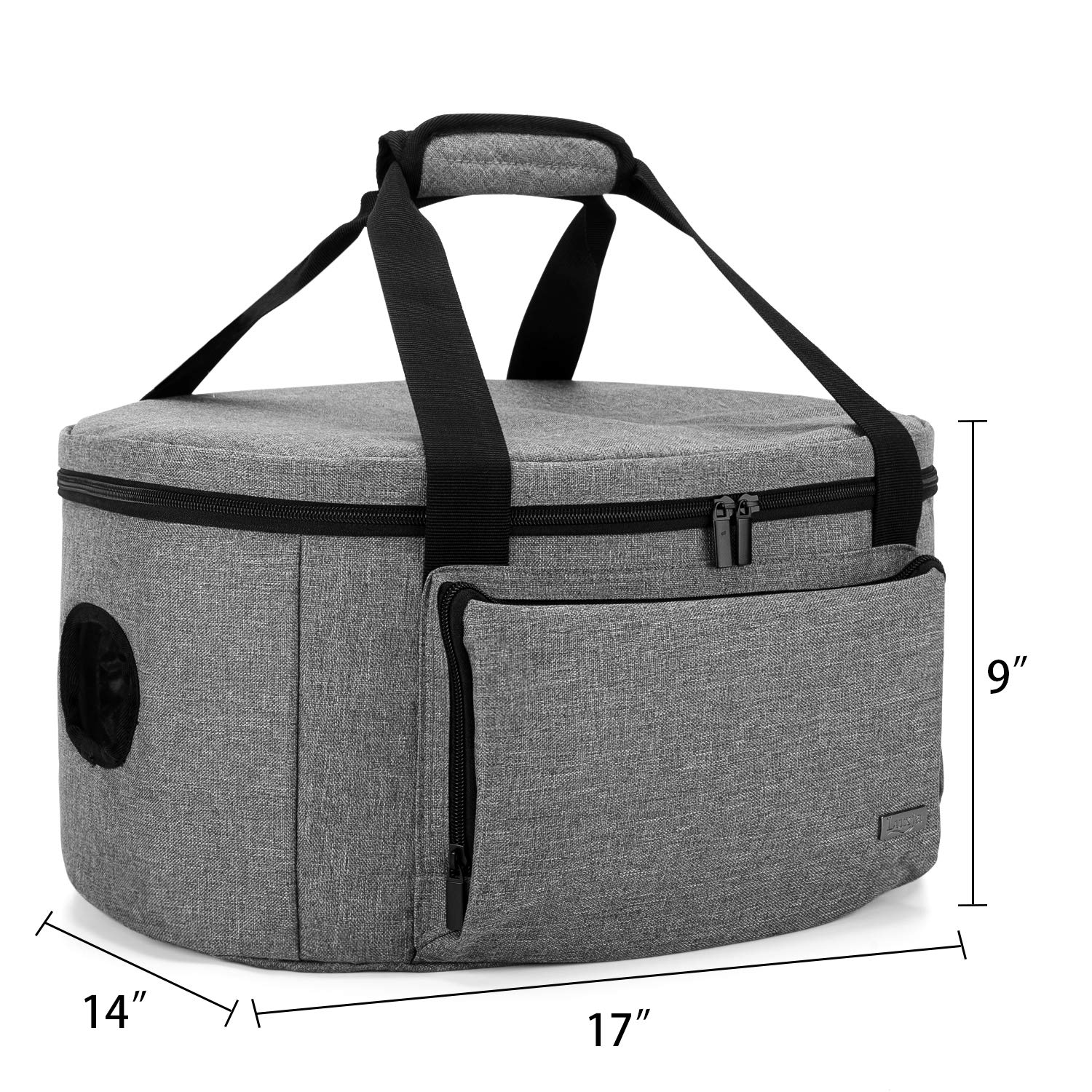 Luxja Insulated Slow Cooker Bag (with a Bottom Pad and Lid Fasten Straps), Slow Cooker Carrier Fits for Most 6-8 Quart Oval Slow Cooker, Gray