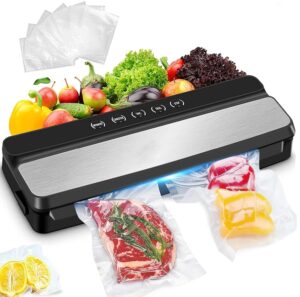 vacuum sealer machine, automatic vacuum sealer machine with 5-in-1 easy options, vacuum sealer for food with 10pcs vacuum seal bags