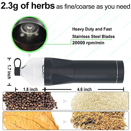 Freetophome Electric Herb Grinder, Spice Crusher Mills, USB Rechargeable, Small Portable, Black, 1.7inch