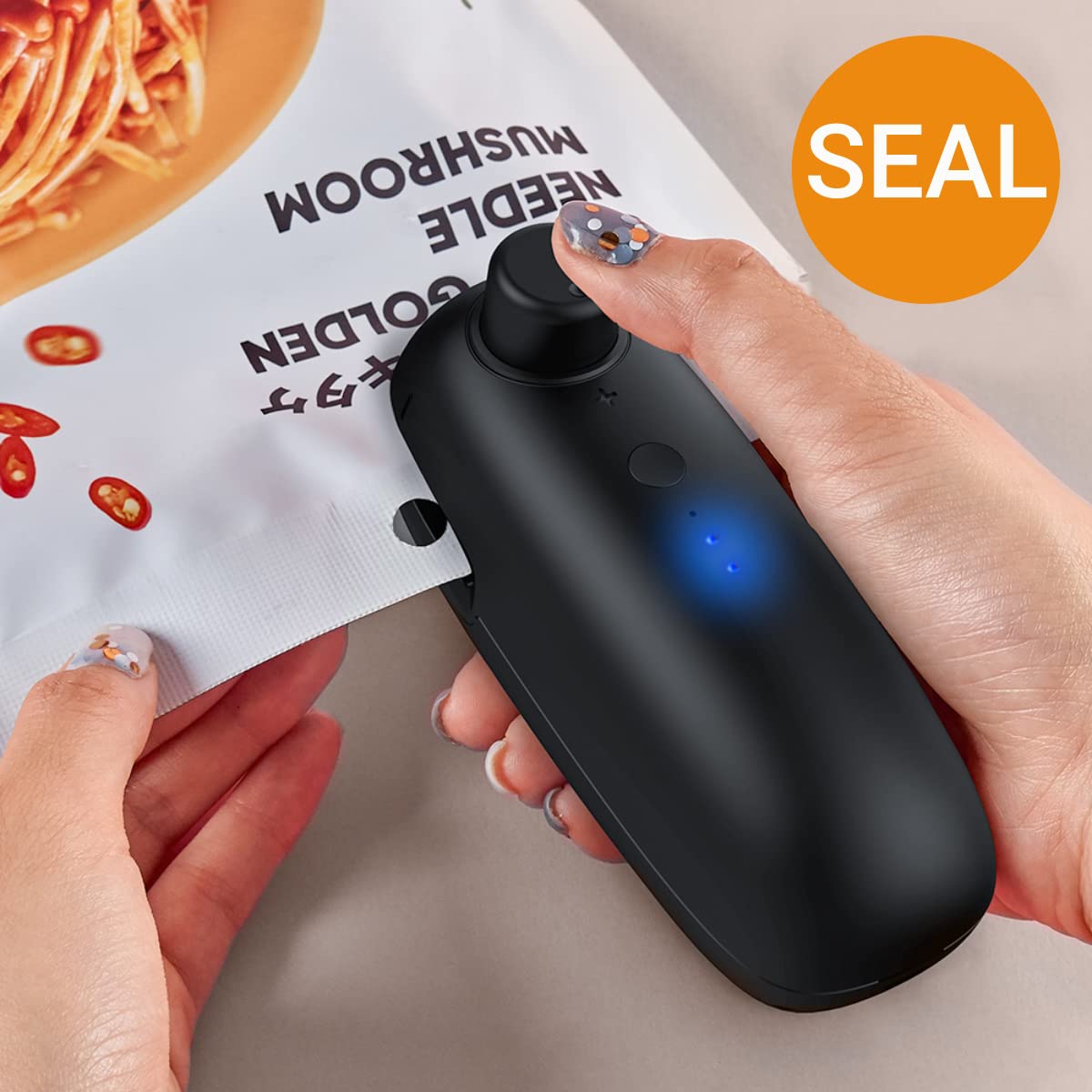 Mini Bag Sealer, 2 in 1 Seal & Cutter Heat Sealers, Rechargeable Portable Bag Resealer, Handle Food Sealer, Sealing Machine for Food Storage Plastic Bags Snacks Keep Food Fresh (USB Charging)