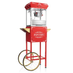 olde midway vintage style popcorn machine with cart, 4-ounce popcorn maker popper, red