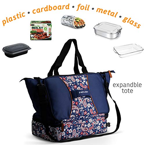 HotLogic 16801170-BPSL Food Warming Tote Casserole Carrier Plus 120V, Blue Paisley