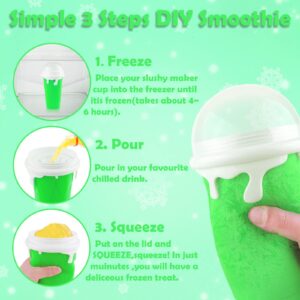 Slushy Cup Maker,Large Slushie Maker Cup 500ml,Double Layers Silicone Slushie Cup Maker Squeeze Cup,Quick Frozen Magic Slushy Maker Cup,DIY Slush Cup,Cool Stuff Gifts for Kids and Family - Green