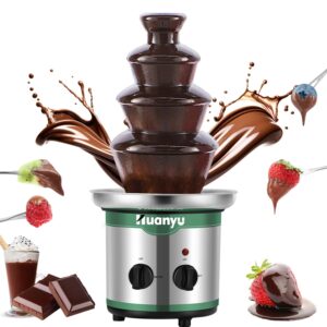 huanyu chocolate fountain 4 tier hot chocolate fondue fountain machine stainless steel 18inch melting tower 3lbs capacity for chocolate candy, ranch, nacho cheese, baby shower, birthday celebration