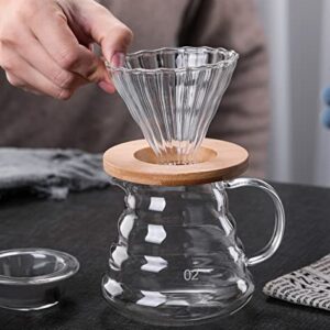 COFISUKI Pour Over Coffee Maker - 20 OZ /600ML Coffee Server with Glass Coffee Dripper, Stylish and Elegant 2 IN 1 Dripper Coffee Maker Kit Coffee Maker for Home or Office, 1-5 CUPS