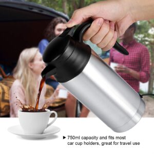 12V 750ml Stainless Steel Car Electric Heating Mug Drinking Cup Travel Kettle Water Boiler for Water Tea Coffee Milk