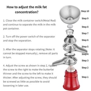 Minneer Electric Milk Cream Centrifugal Separator Plug 21Gal/H 80L/H 110V USA/Canada Make Cream Butter Milkshake Separator for Goats Cows Milk All Metal Parts