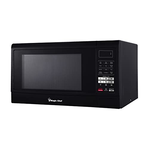 Magic Chef MCM1611B Countertop Microwave Oven, Standard Kitchen Microwave with Push-Button Door, 1,100 Watts, 1.6 Cubic Feet, Black