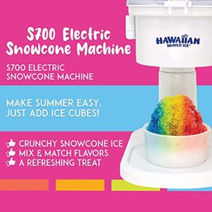 Hawaiian Shaved Ice Snow Cone Machine Package with 6 Flavoring Syrups and Party Ready Accessories