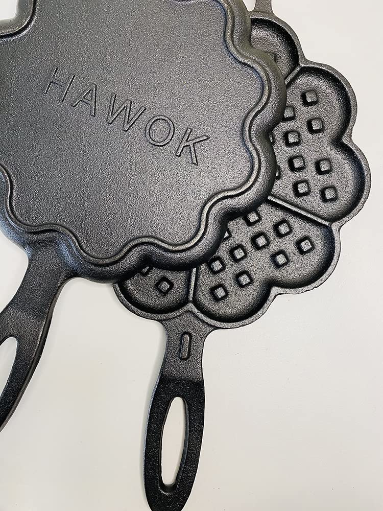 HAWOK Cast Iron Heart Shaped Waffle Iron Waffle Maker…