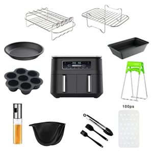 richhomie dual zone air fryer accessories for ninja, 12 pcs dual air fryer accessories set suitable for ninja dual air fryer dz201 8 quart or larger dual air fryers oven